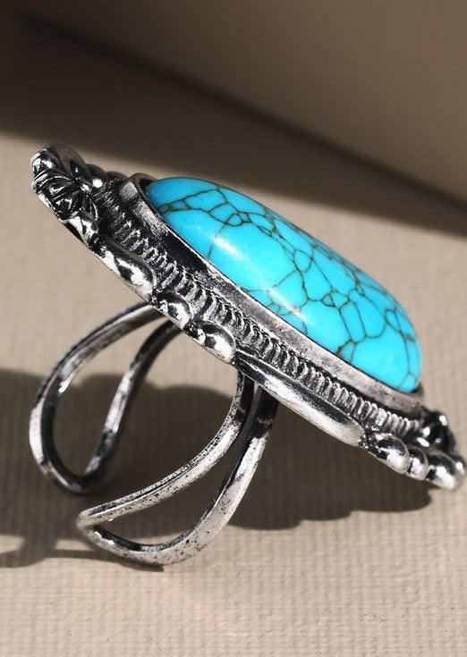 Large Oval Natural Stone Ring – Keepin' Breezy